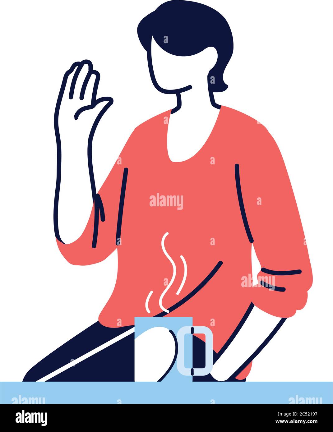 cartoon man drinking coffee on white background vector illustration ...