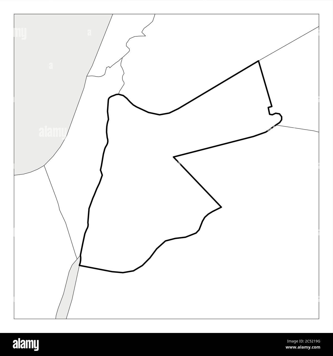 Map of Jordan black thick outline highlighted with neighbor countries ...
