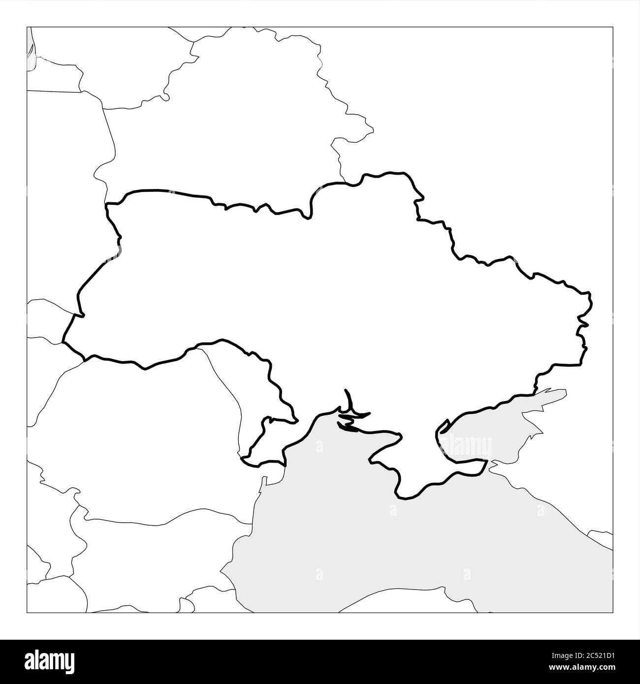 Map of Ukraine black thick outline highlighted with neighbor countries ...