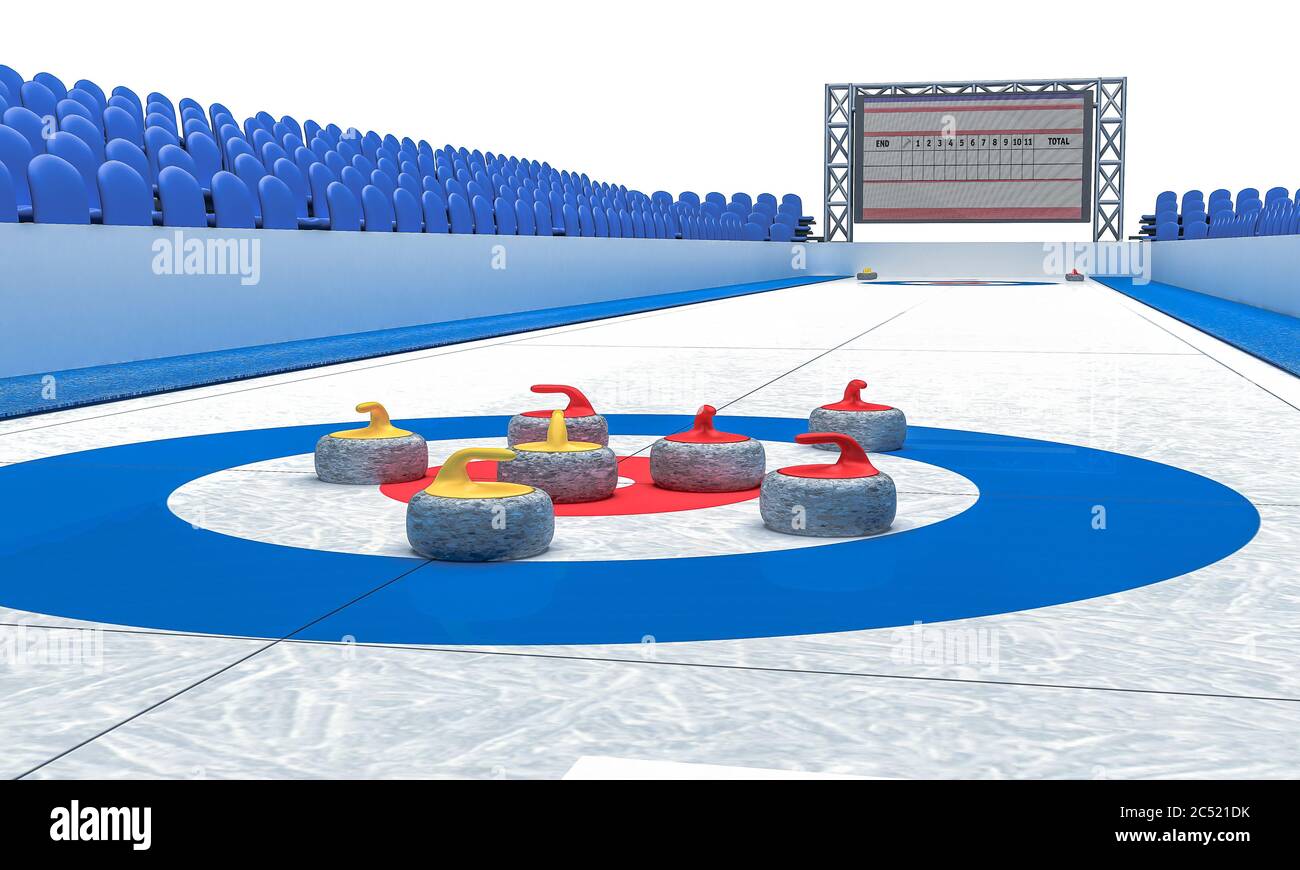 3D Render of Ice arena for playing curling Stock Photo - Alamy