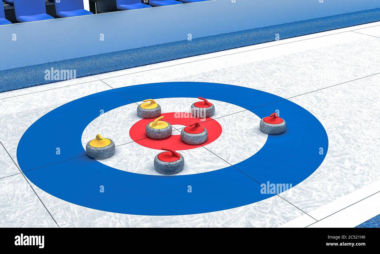 3D Render of Ice arena for playing curling Stock Photo - Alamy