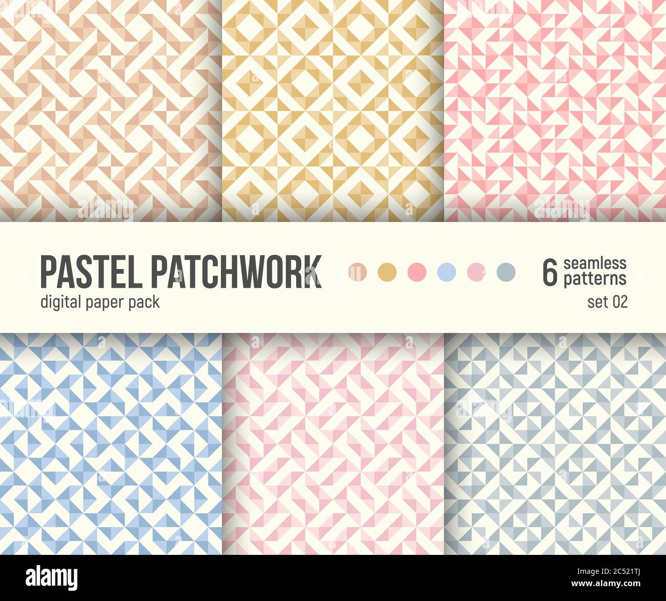 Digital paper pack, set of 6 abstract seamless patterns. Abstract ...