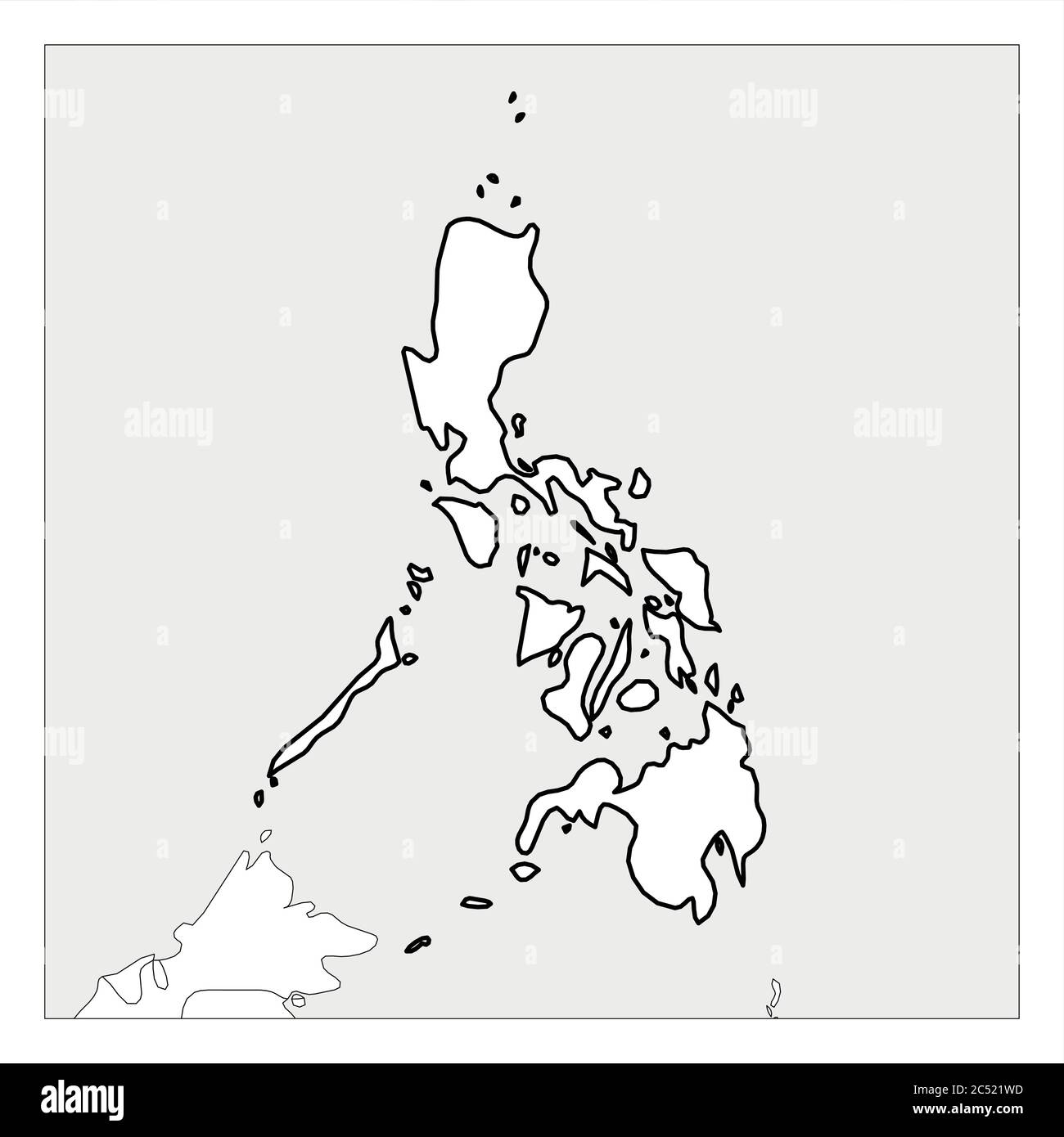 Map of Philippines black thick outline highlighted with neighbor ...