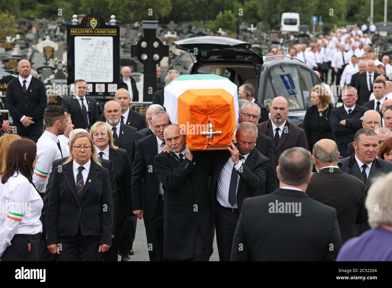 The coffin of former leading IRA figure Bobby Storey arrives at ...
