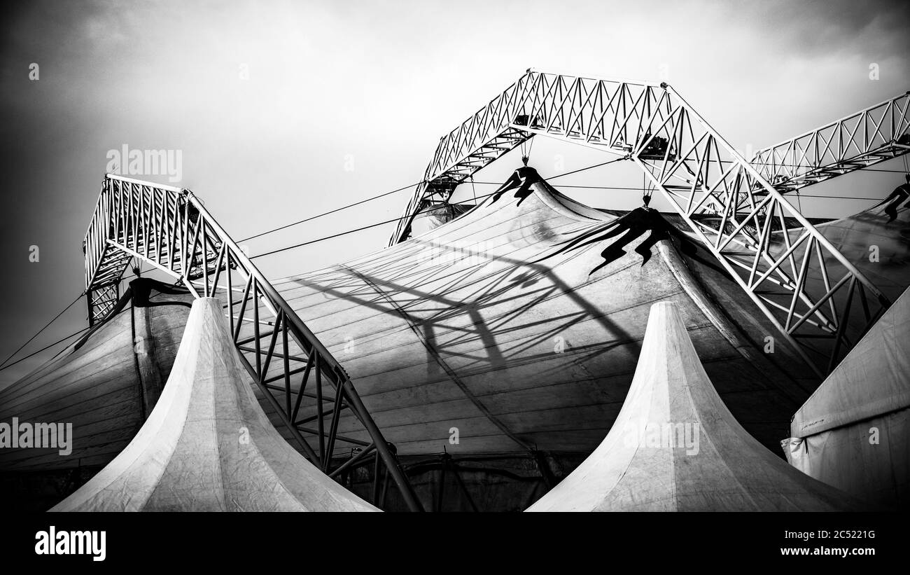 Monochrome shot of a modern constructed building Stock Photo - Alamy