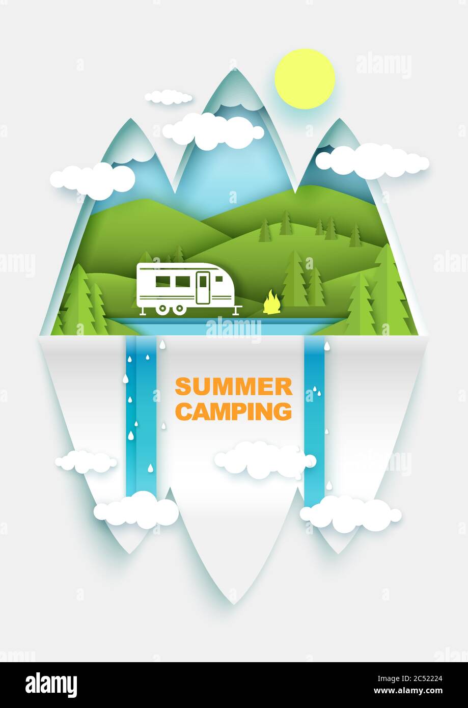 trailer-park-with-lake-stock-vector-images-alamy