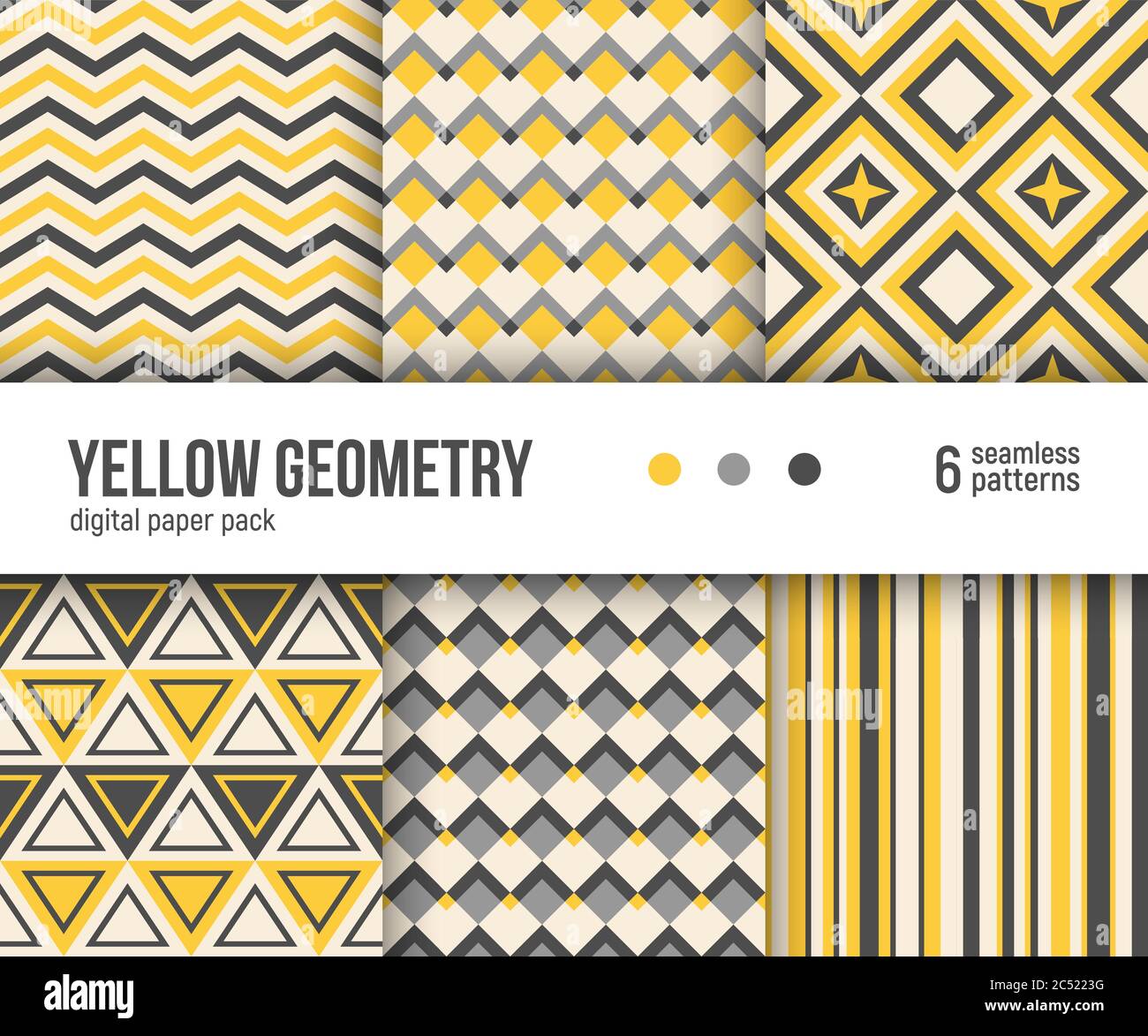 Digital paper pack, set of 6 abstract seamless patterns. Abstract ...