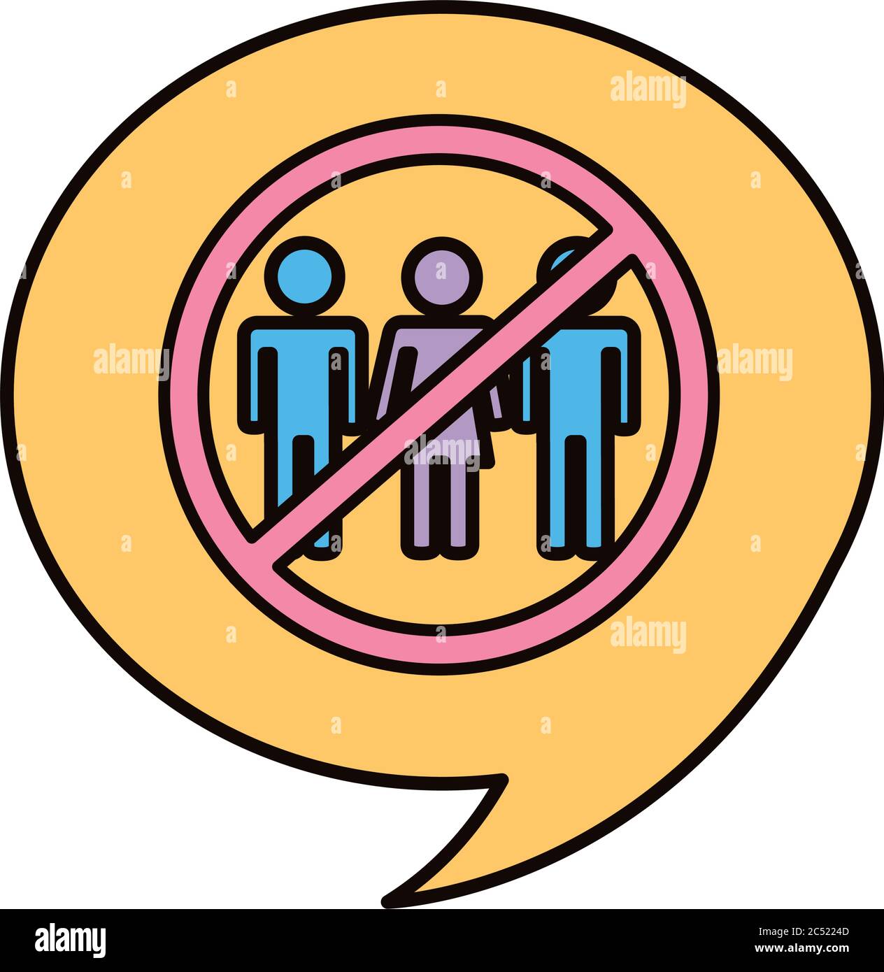 avoid crowds alert signal in speech bubble line and fill style icon ...