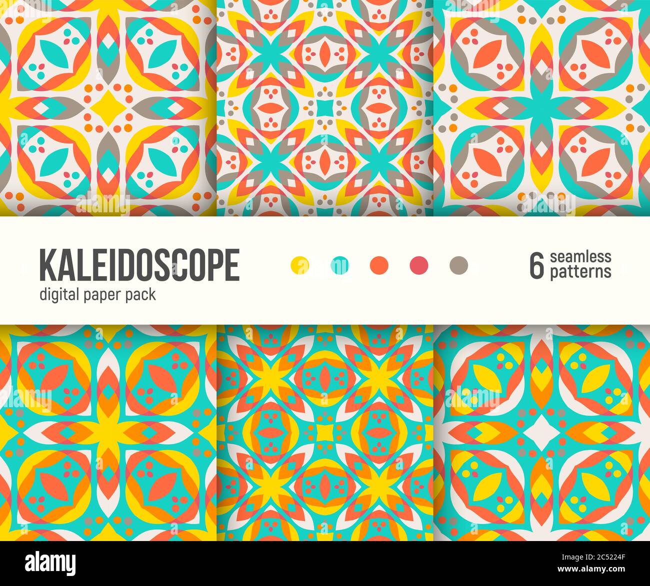 Digital paper pack, set of 6 abstract seamless patterns. Abstract ...