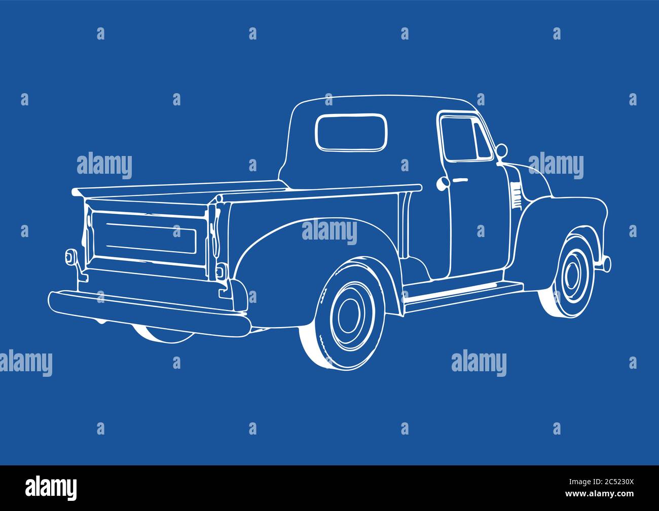 drawing pickup car on a blue background vector Stock Vector Image & Art ...