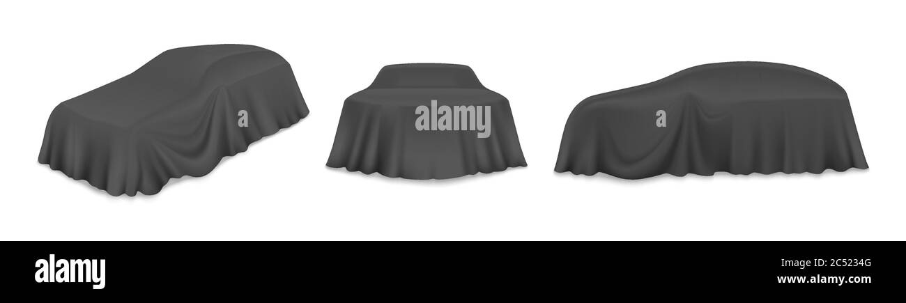 Black car reveal curtain, vector isolated illustration Stock Vector ...