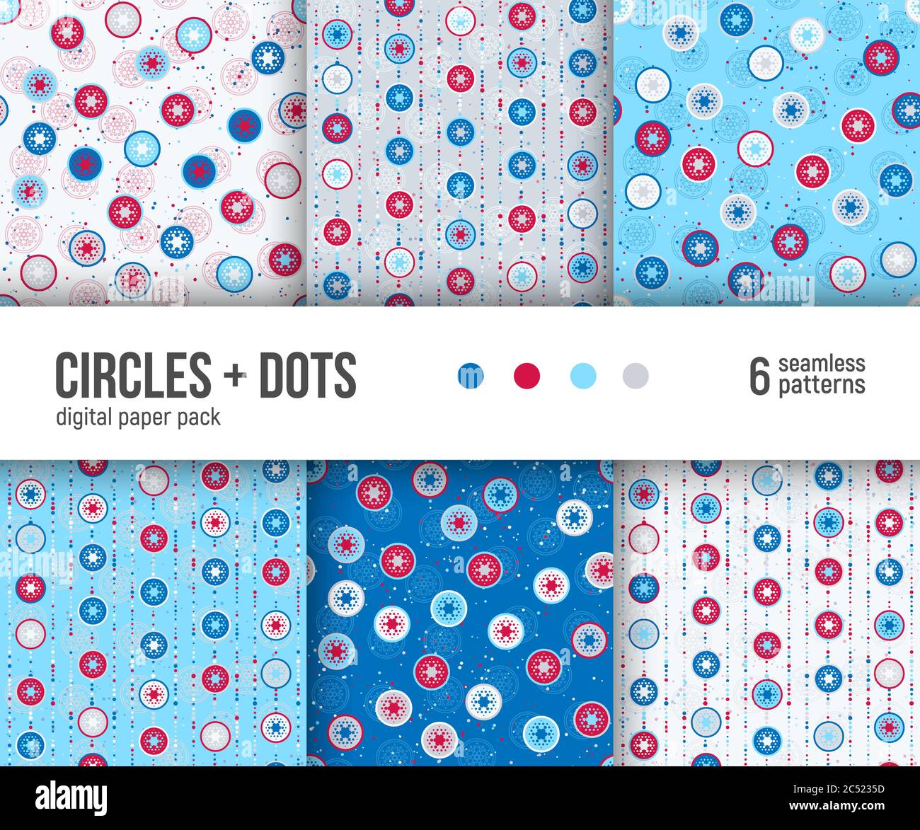 Digital paper pack, set of 6 abstract seamless patterns. Abstract ...