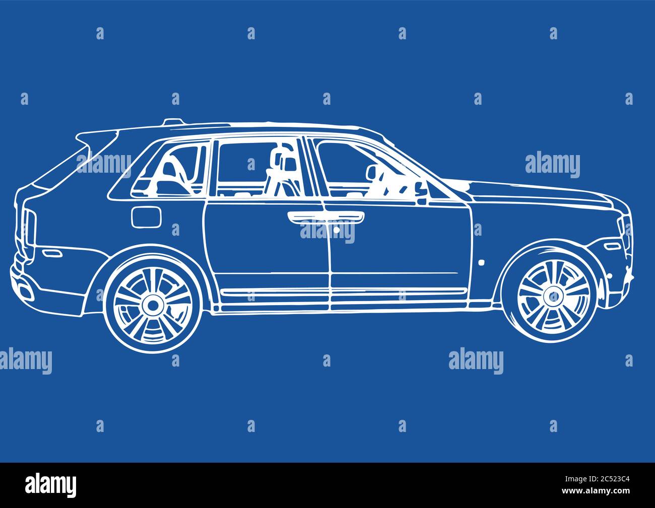 drawing luxury off-road suv car on blue background vector Stock Vector ...