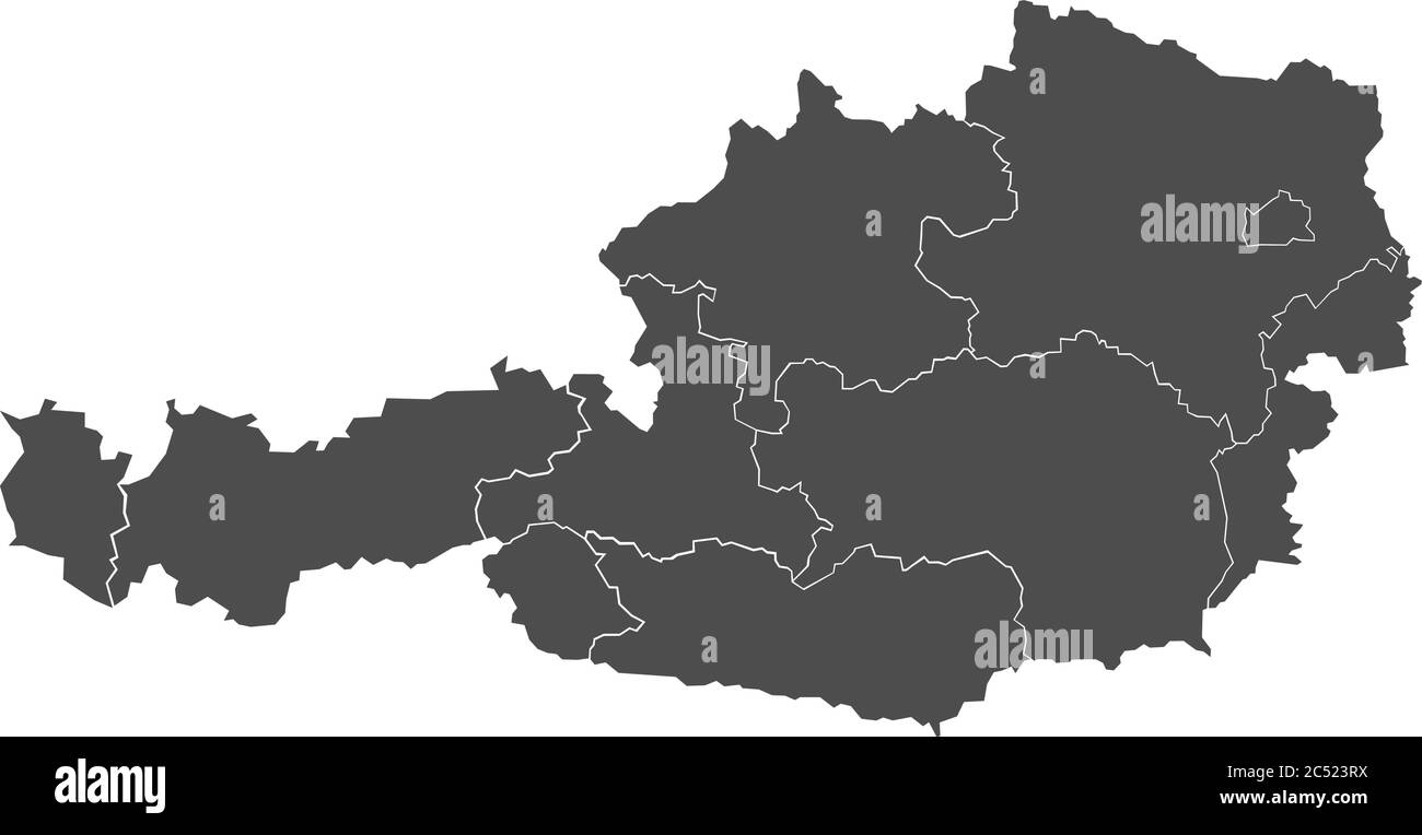 Blind map of Austria divided to regions, vector illustration Stock ...