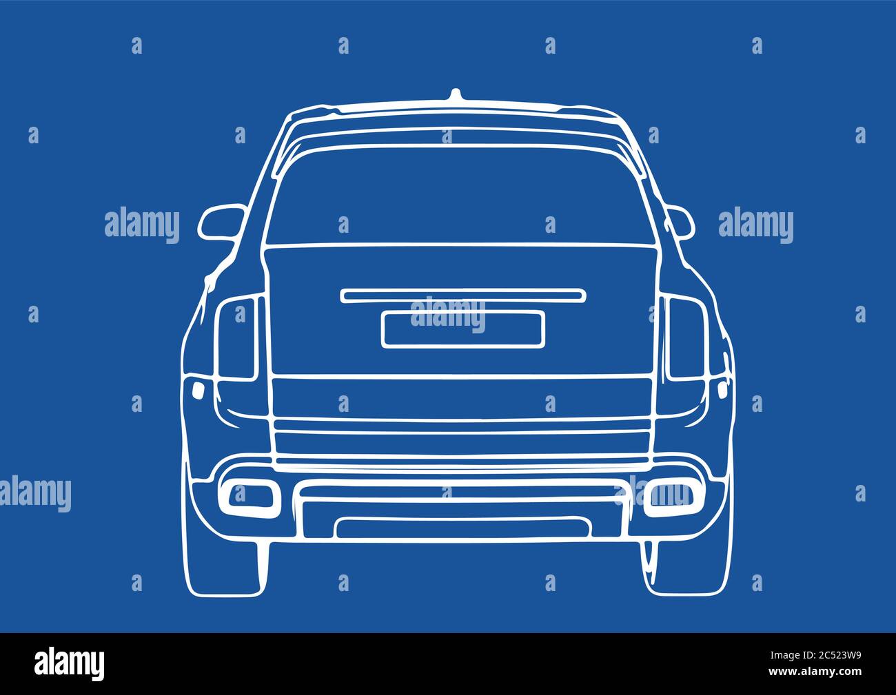 drawing luxury off-road suv car on blue background vector Stock Vector ...