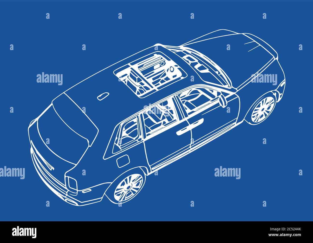 drawing luxury off-road suv car on blue background vector Stock Vector ...
