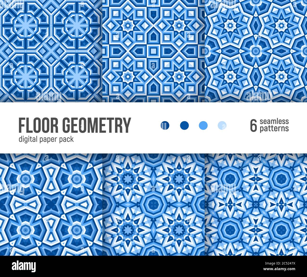 Digital paper pack, set of 6 abstract seamless patterns. Abstract ...