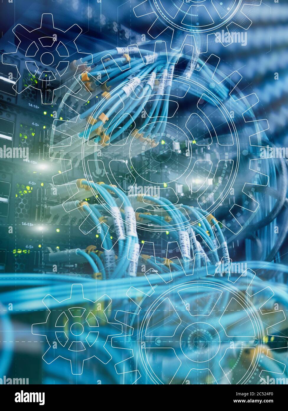 Data loss prevention. DIsaster recovery. Supercomputer blurred ...