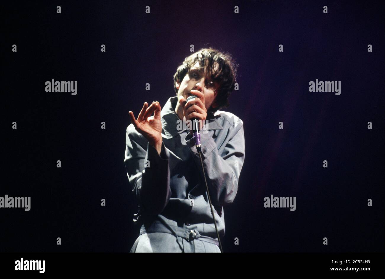 Jarvis Cocker lead singer in Pulp performing at the Glastonbury ...