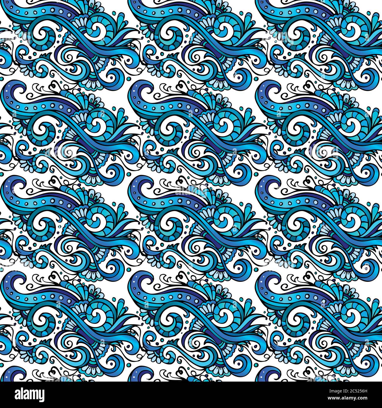 Decorative vector blue flower pattern Stock Vector Image & Art - Alamy