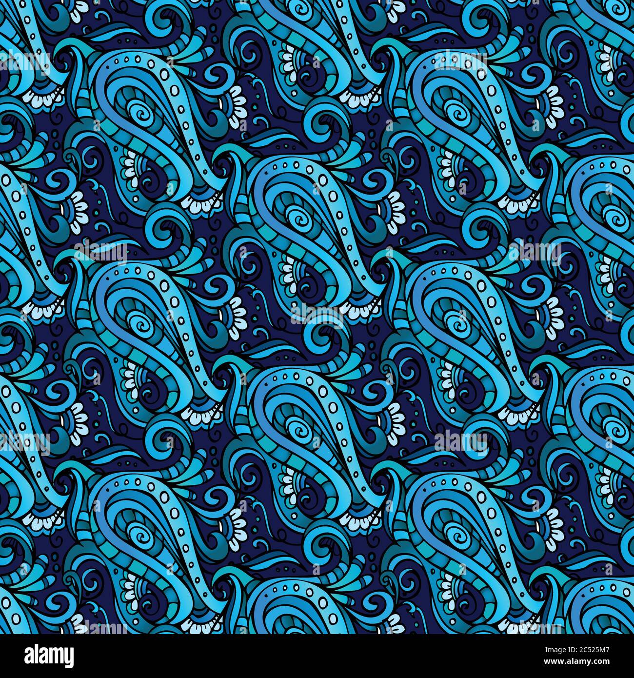 Decorative vector blue flower pattern Stock Vector Image & Art - Alamy