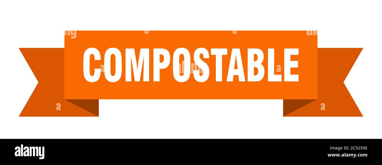 compostable ribbon. compostable isolated band sign. compostable banner ...
