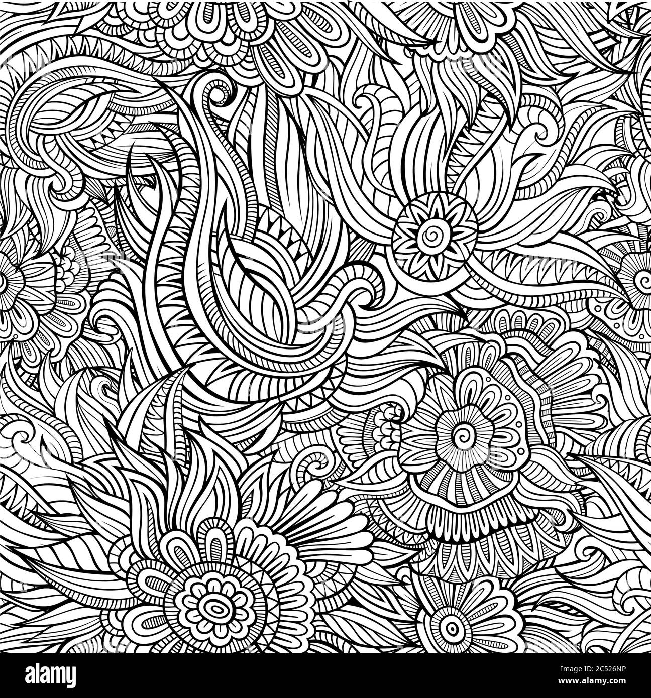 Natural flowers background vector Black and White Stock Photos & Images ...