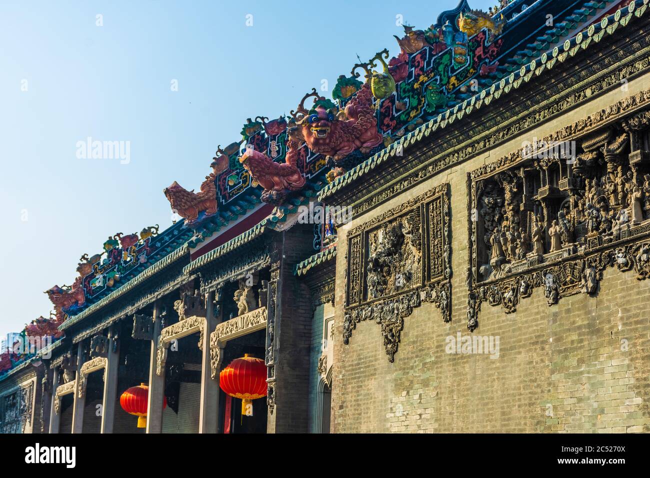 Colorful architecture of the Chen Clan Ancestral Hall in Guangzhou, Guangdong, China Stock Photo ...