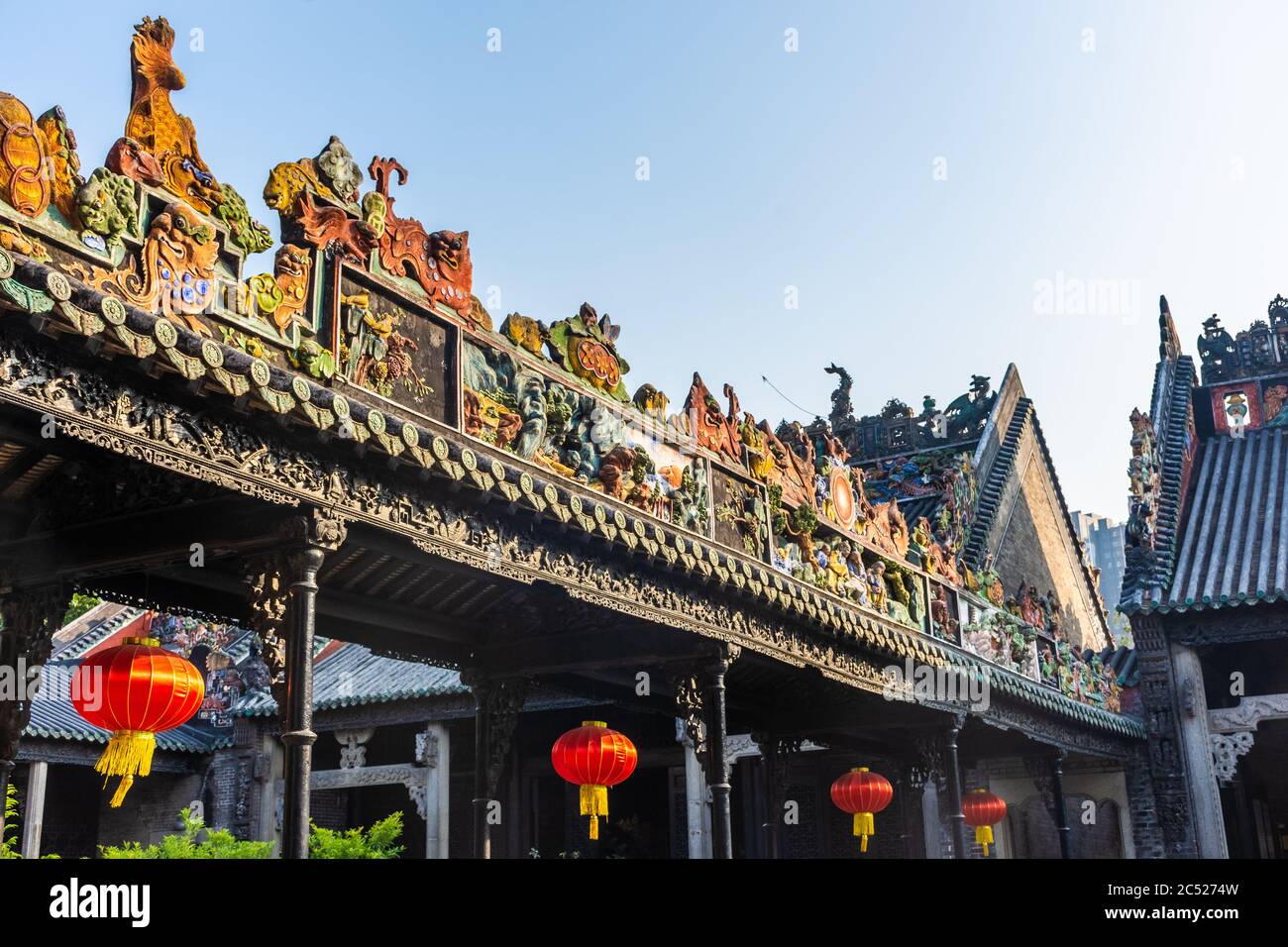 Colorful architecture of the Chen Clan Ancestral Hall in Guangzhou, Guangdong, China Stock Photo ...