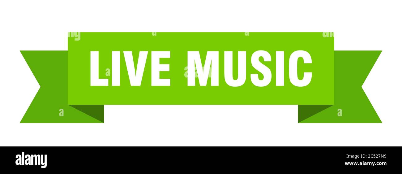 live music ribbon. live music isolated band sign. live music banner ...