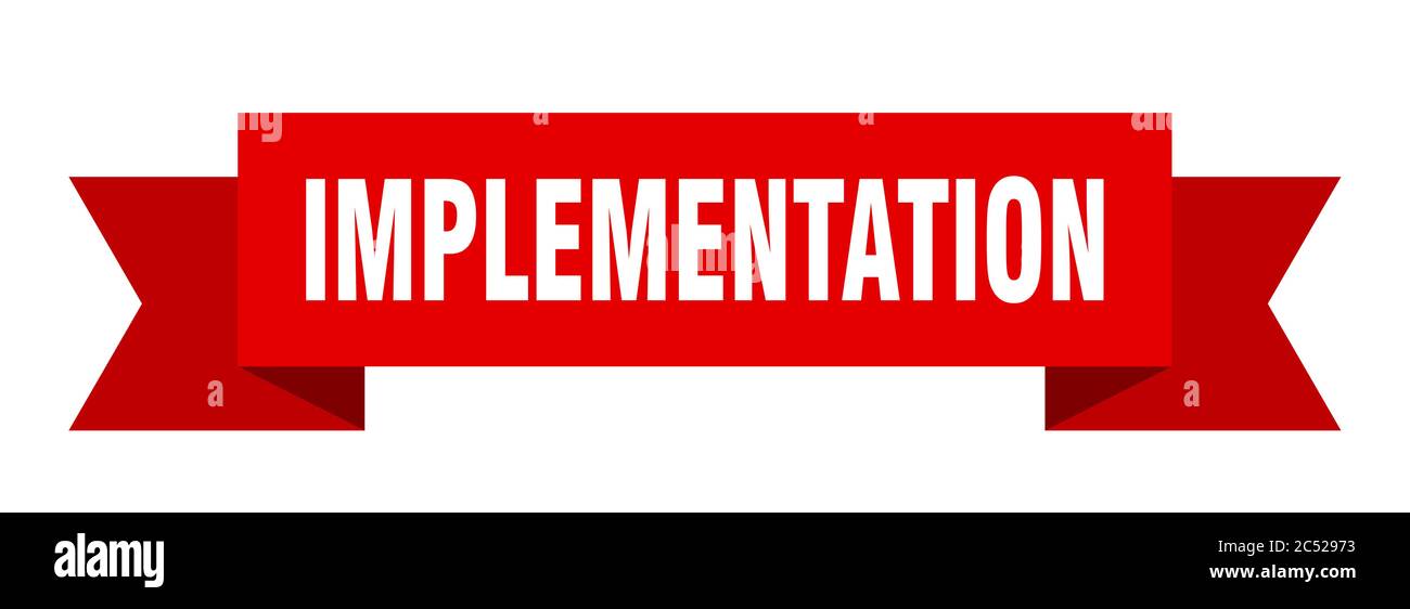 implementation ribbon. implementation isolated band sign ...