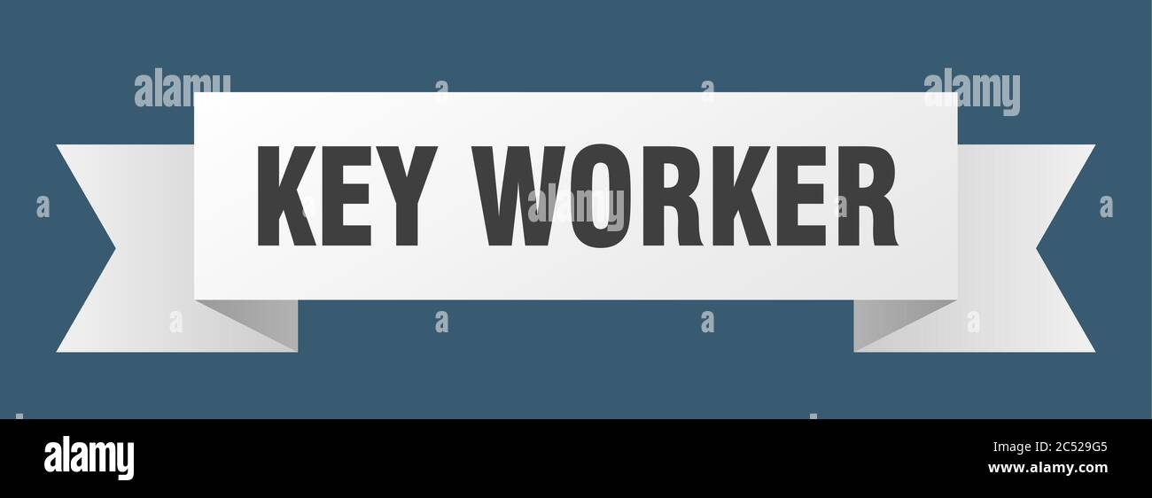 key worker ribbon. key worker isolated band sign. key worker banner ...