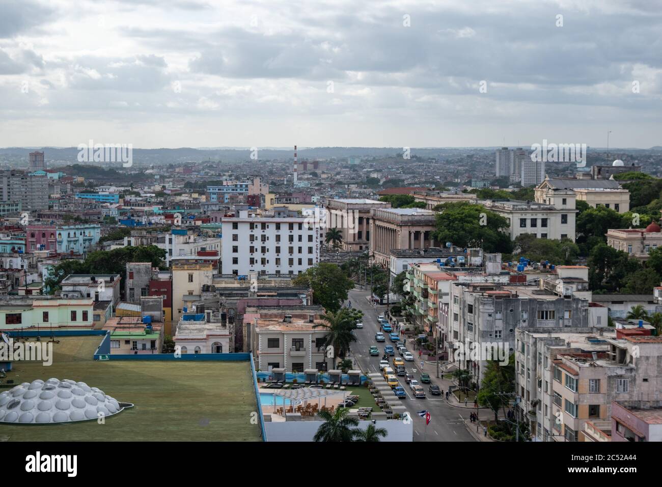 Aerial views of Havana, Cuba. Skyline cityscape with view of ocean and ...