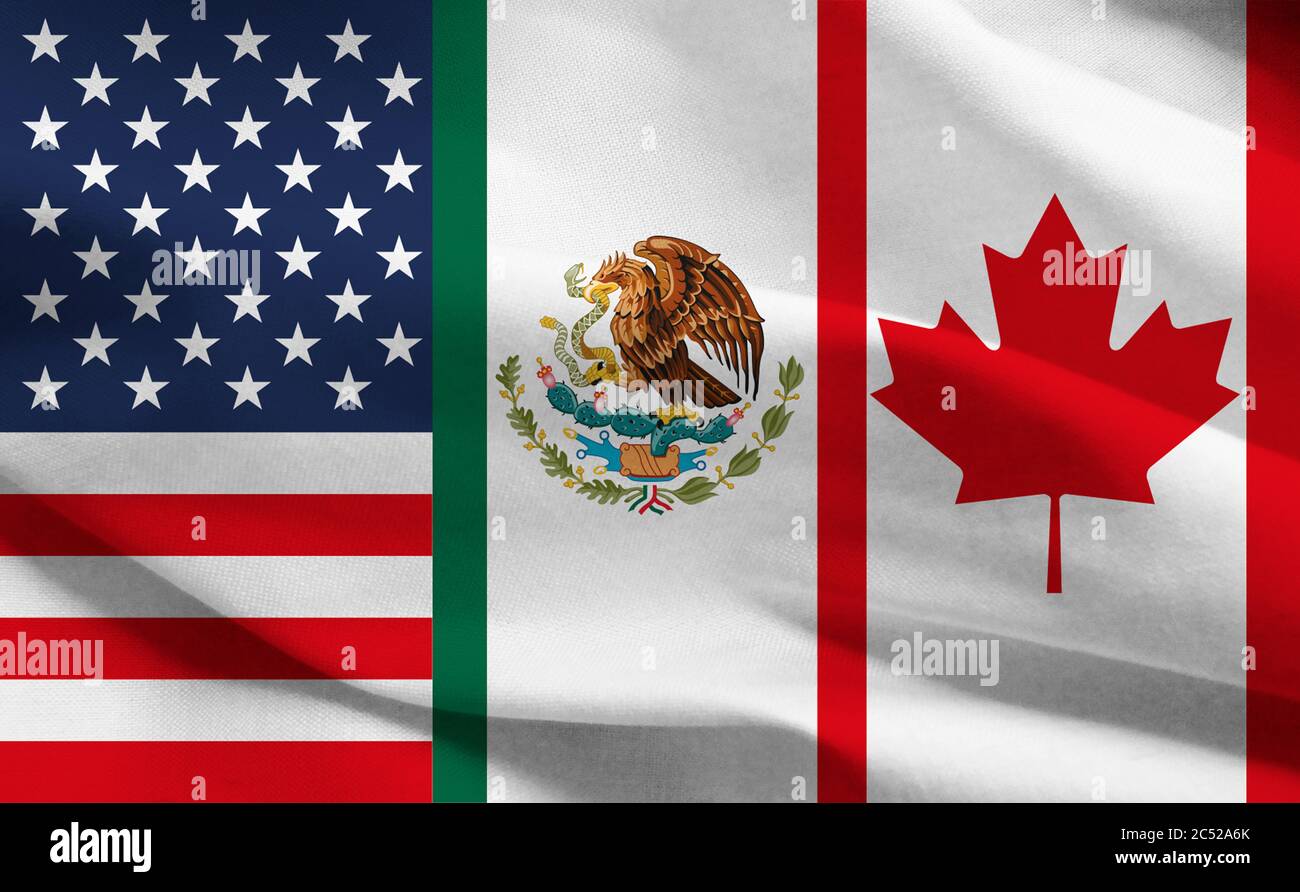 NAFTA, North American Free Trade Agreement historical flag and symbol, illustration Stock Photo ...