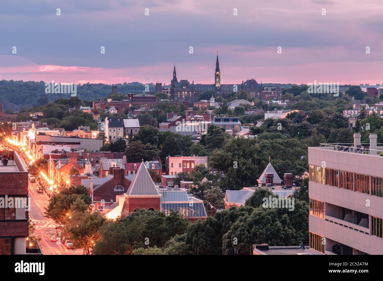 Dreamy sunset of the Old Georgetown skyline in Washington, D.C Stock ...