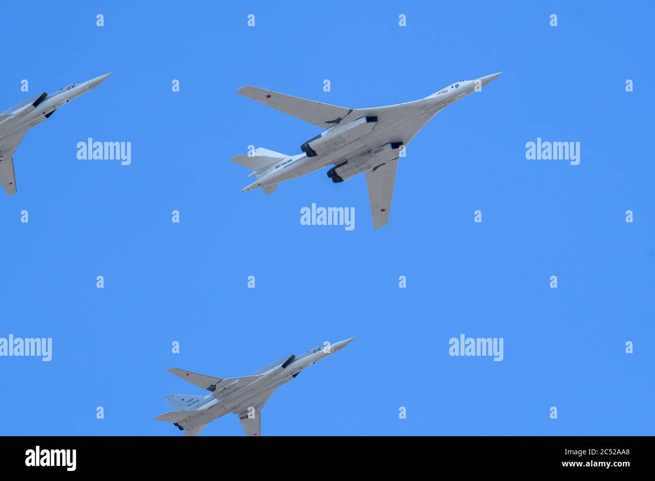 MOSCOW, RUSSIA - JUN 2020: Russian supersonic strategic bomber with a ...
