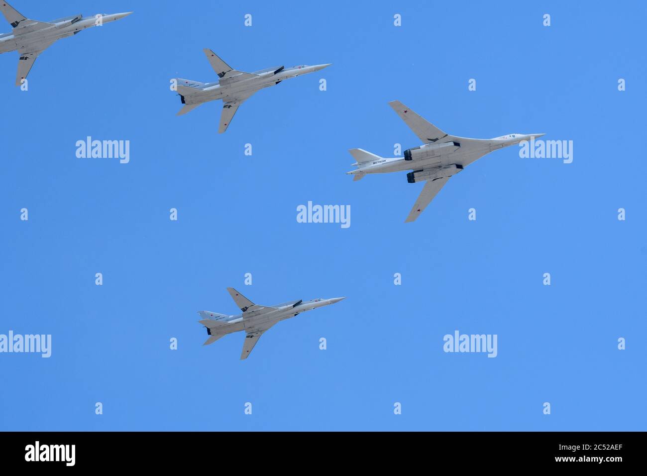 MOSCOW, RUSSIA - JUN 2020: Russian supersonic strategic bomber with a ...