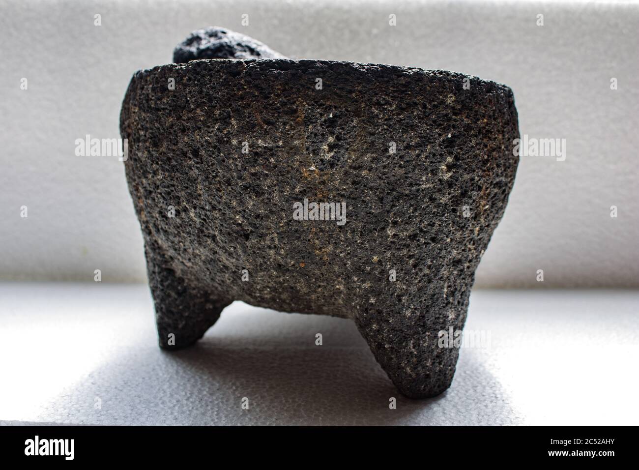 Old Mexican object called Molcajete for cooking Stock Photo - Alamy