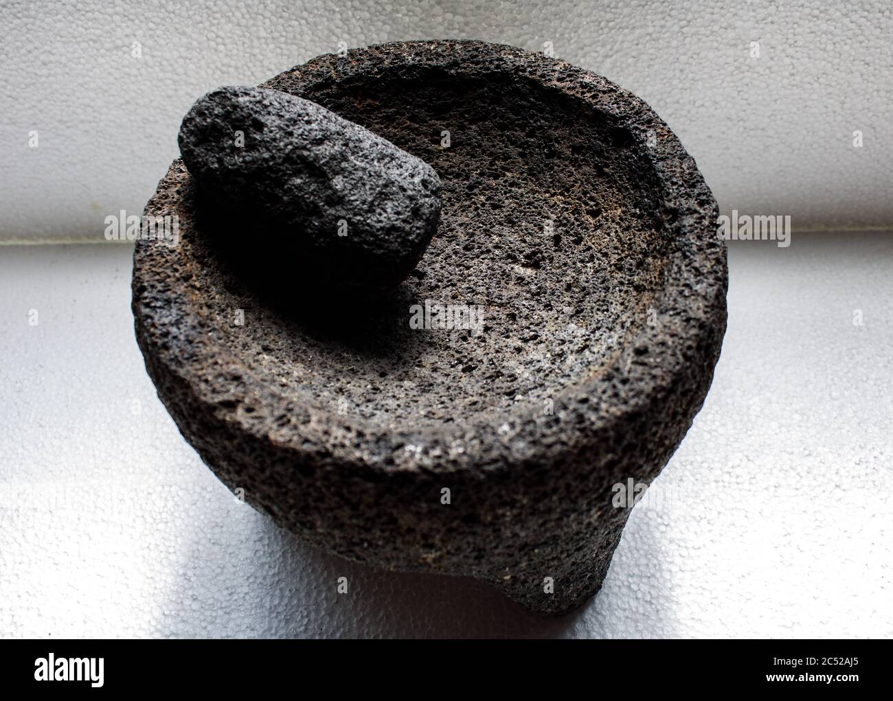 Old Mexican object called Molcajete for cooking Stock Photo - Alamy