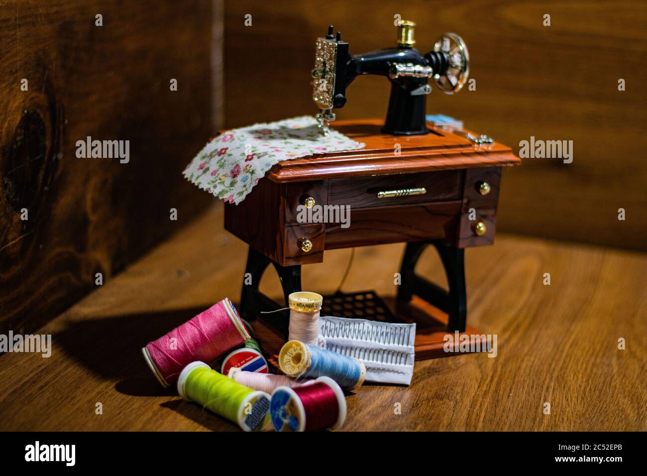 Sewing machine with colorful threads in a tailor's studio Stock Photo ...