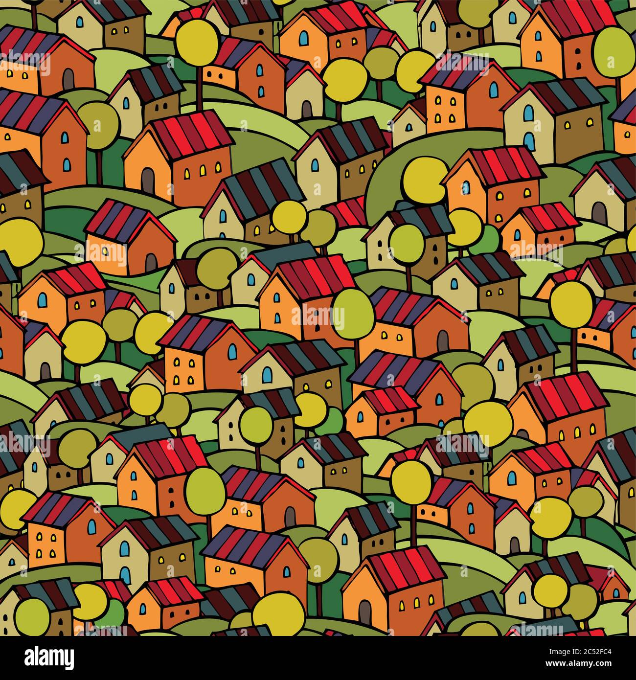 Autumn town village houses Stock Vector Images - Alamy