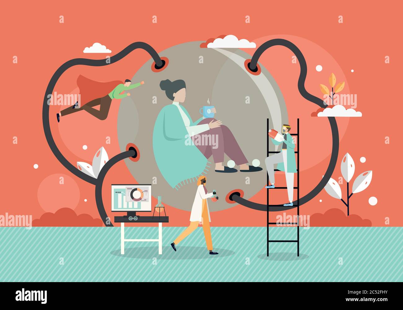 Heroic doctors, vector flat style design illustration Stock Vector ...