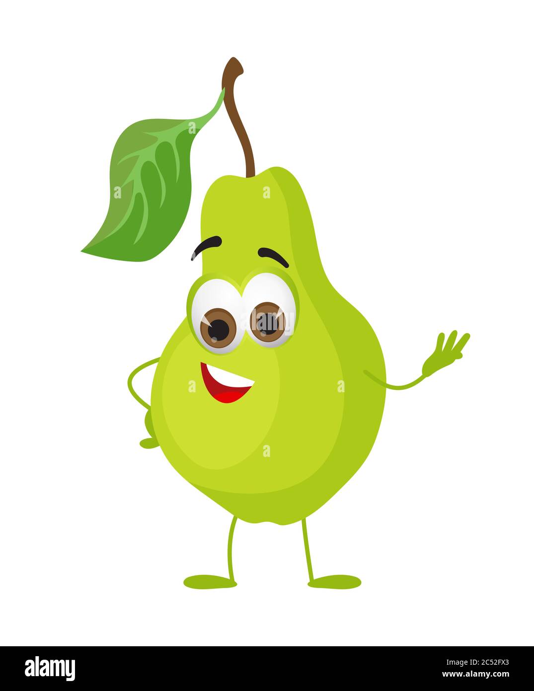 Funny Pear with eyes. Cartoon funny fruits characters flat vector ...