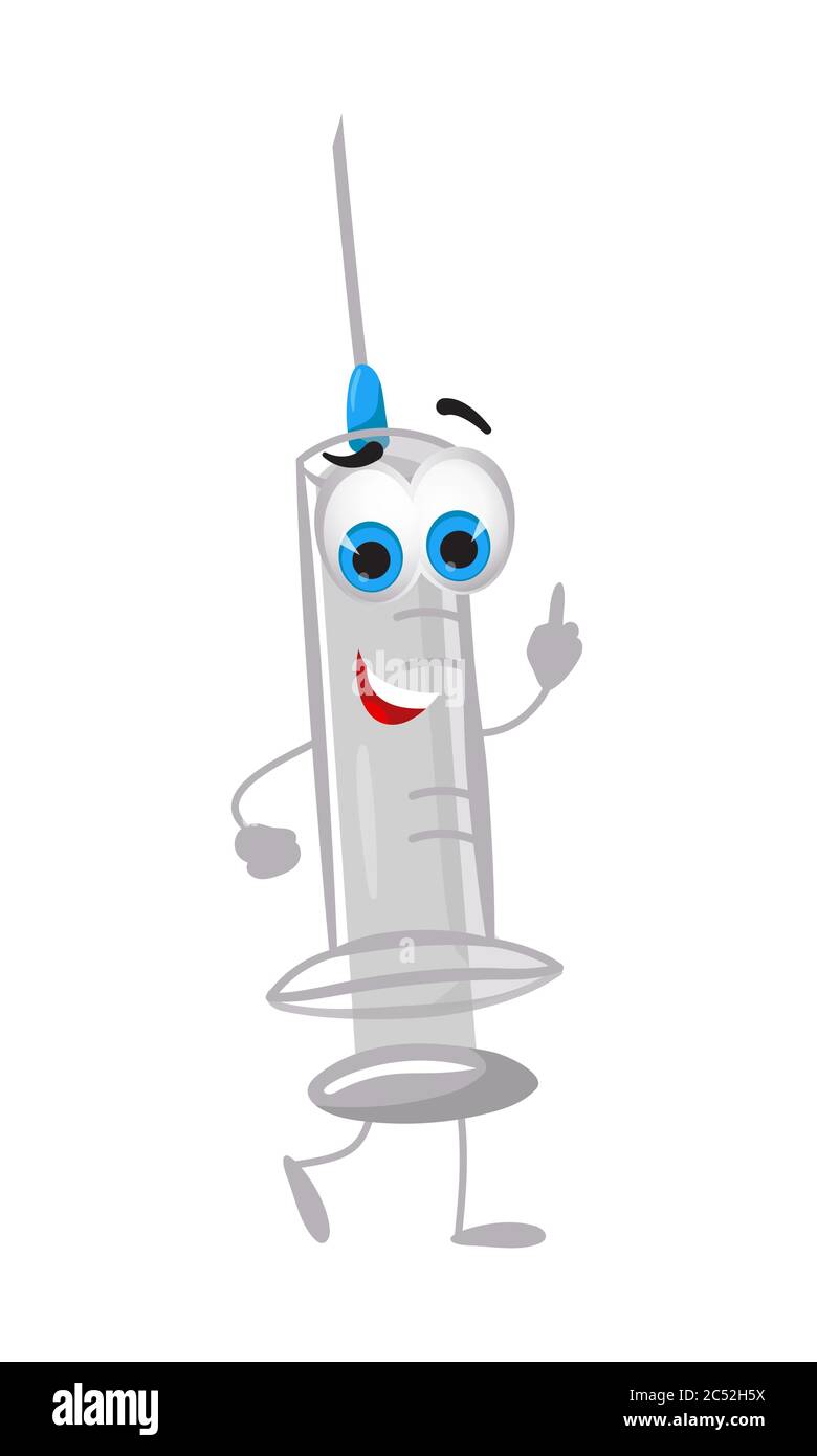 Funny syringe with eyes, modern flat vector illustration Stock Vector ...