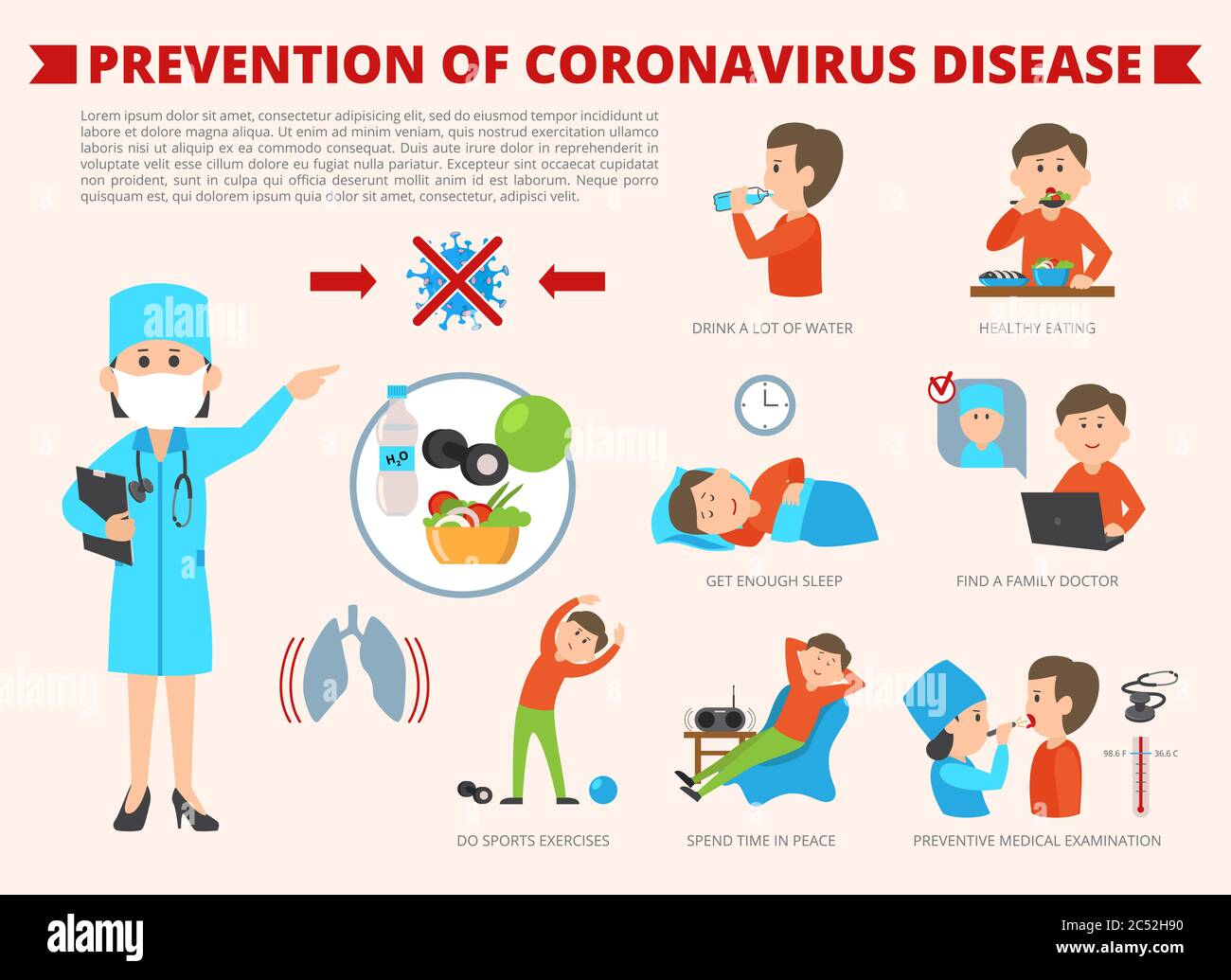 Prevention of Coronavirus Disease infographic concept, modern flat ...