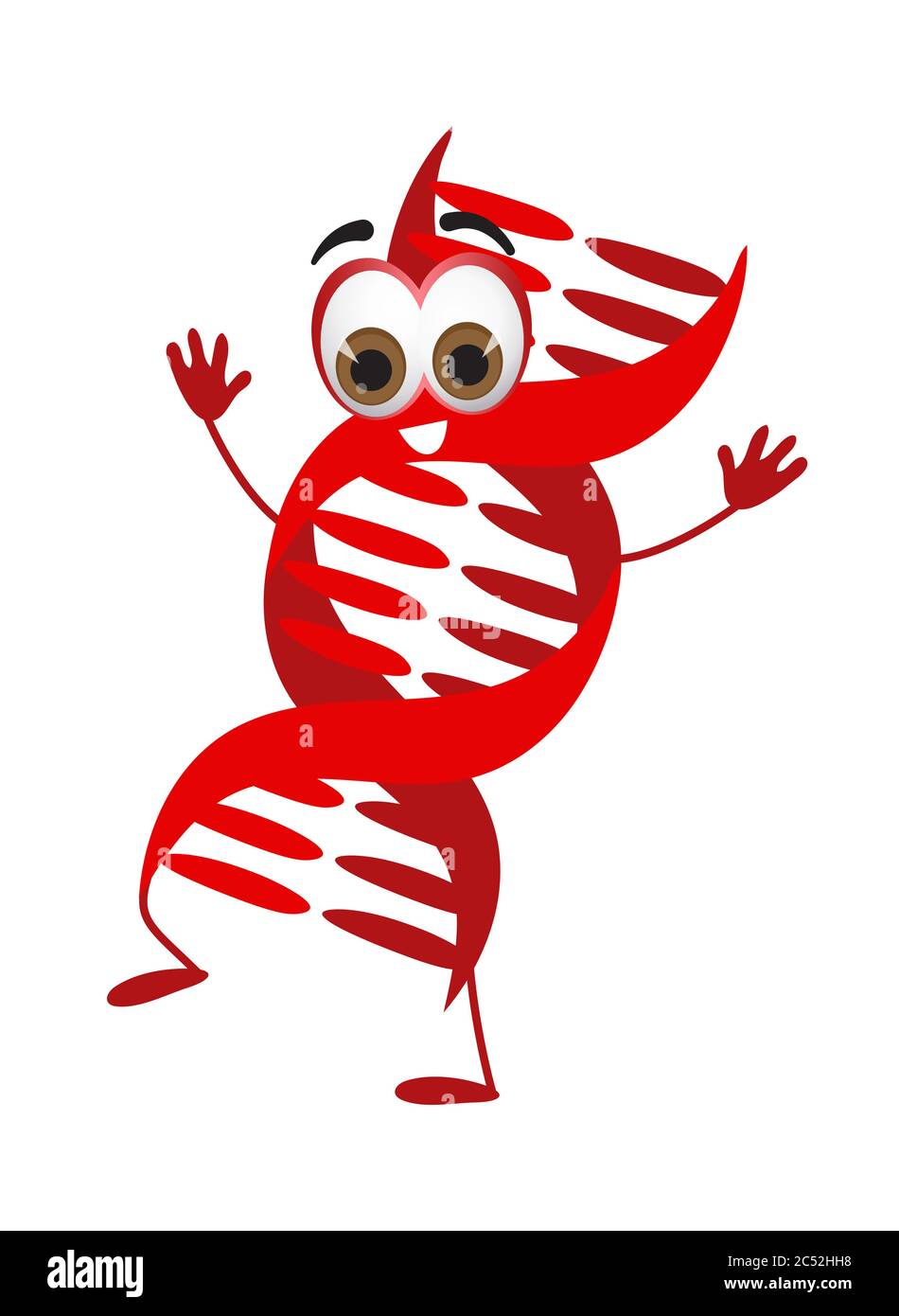 Funny healthy human DNA with eyes, modern flat vector illustration ...