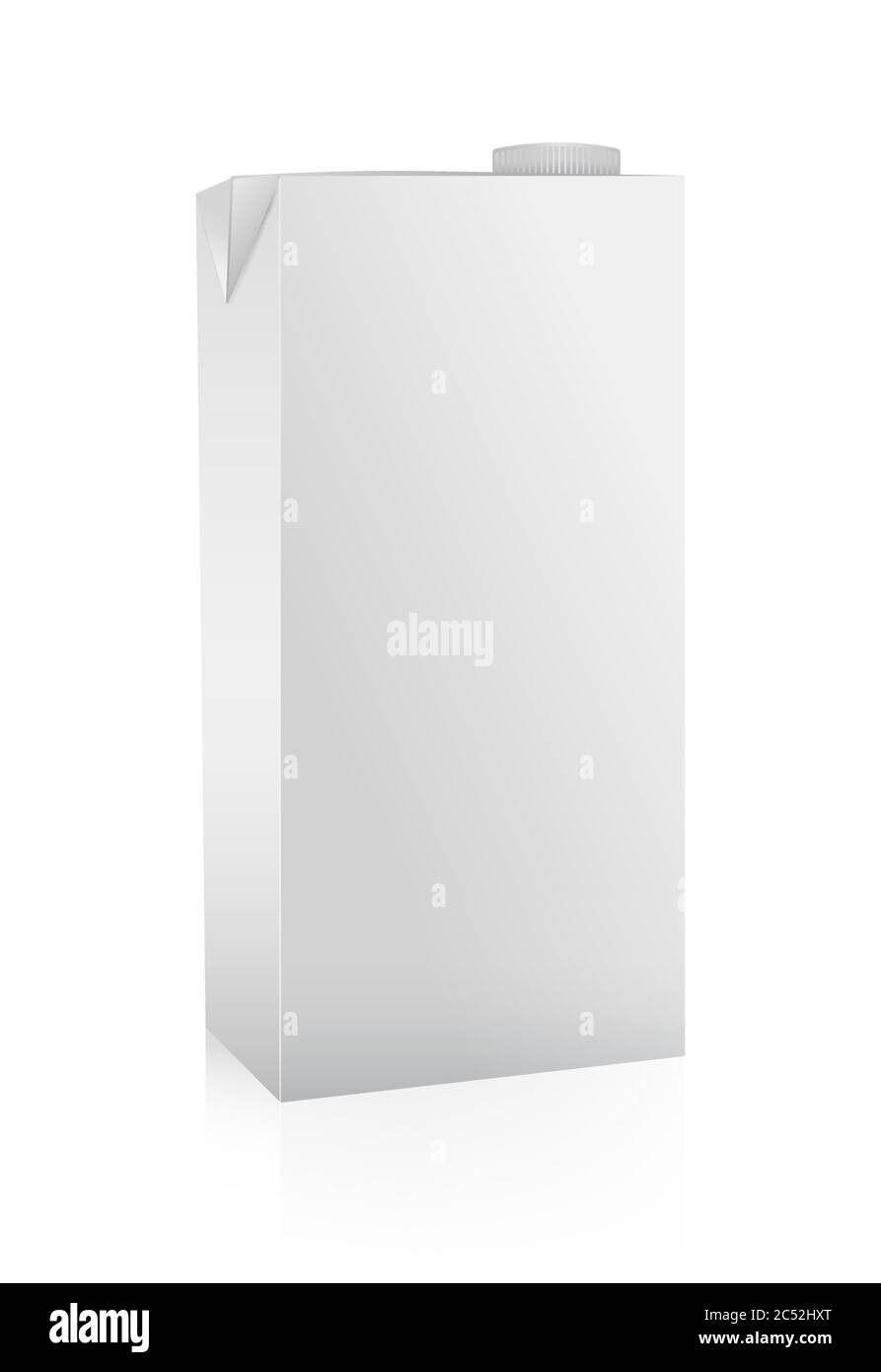 White paper pack for milk, juice, and other, on white background ...