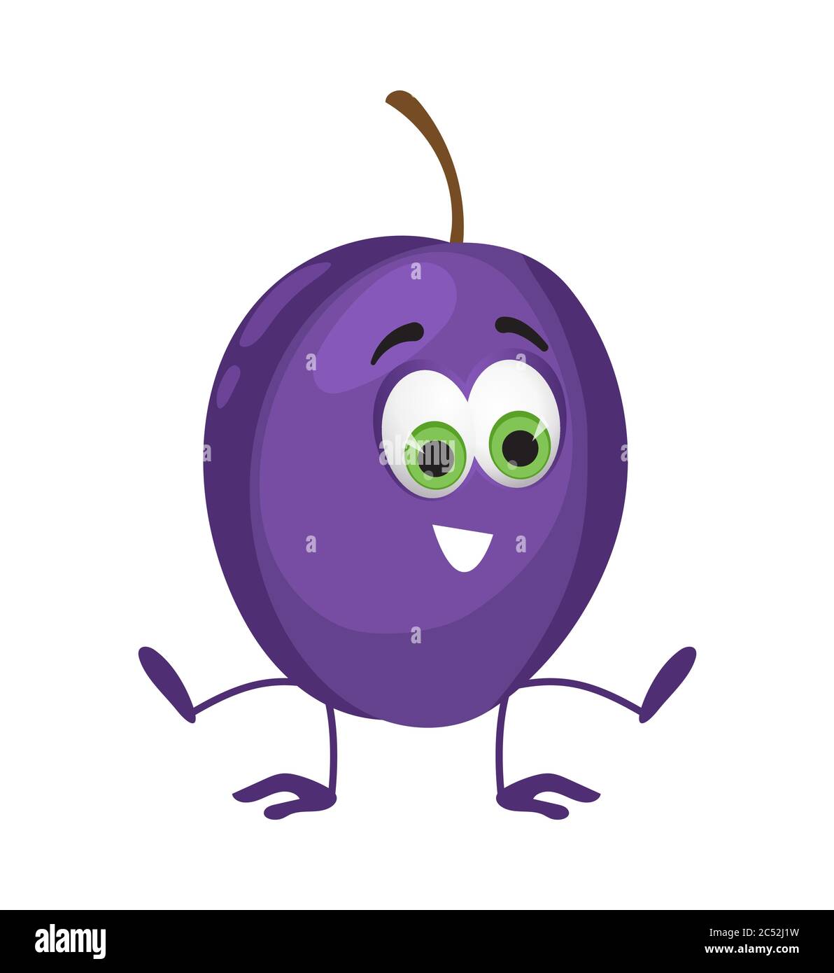 Funny Plum with eyes. Cartoon funny fruits characters flat vector ...