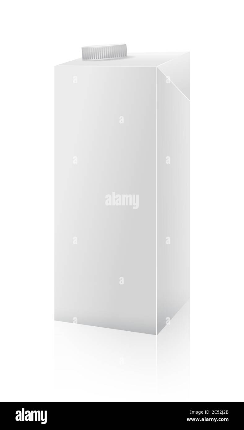 White paper pack for milk, juice, and other, on white background ...