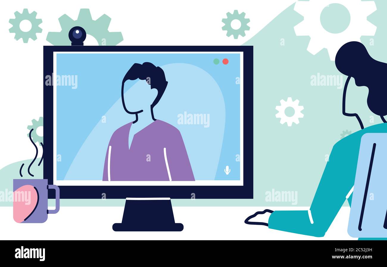 men communicating by video call vector illustration desing Stock Vector ...